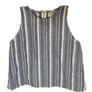Paper Crane | Tops | Paper Crane Crop Top Tank Linen Blend Striped ...